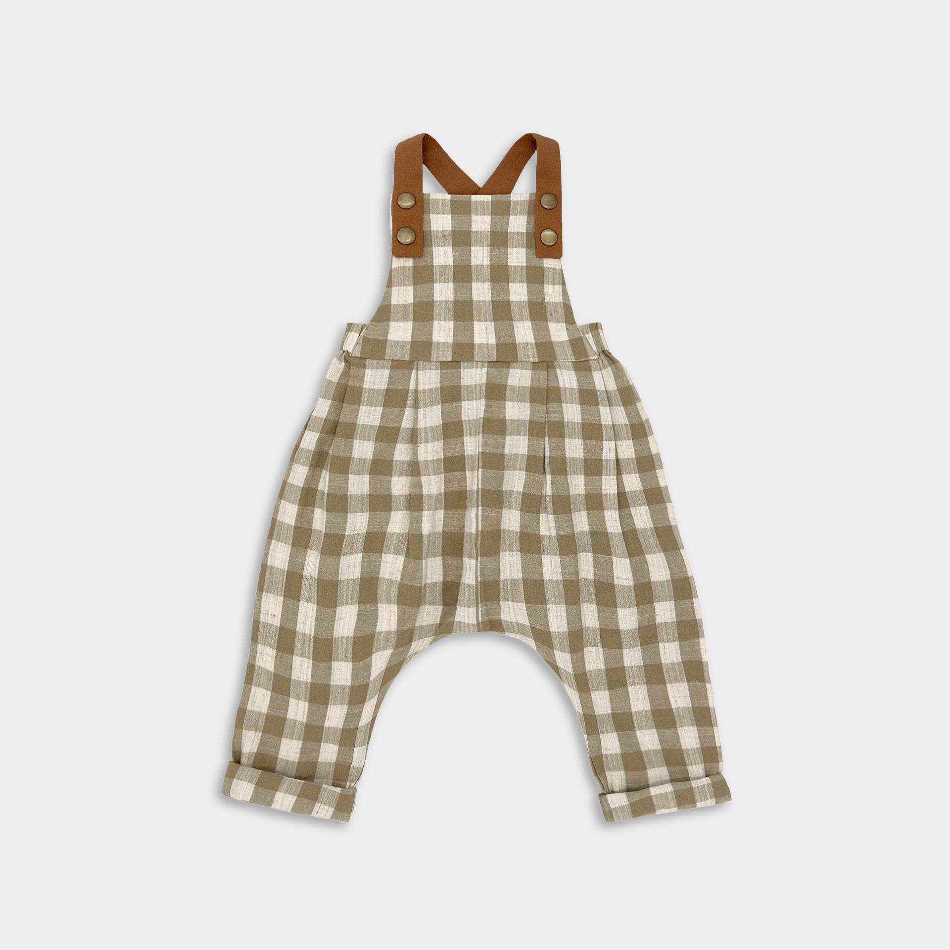 Beige Gingham Long Overalls - Timeless Comfort for Kids - Lillies Dream